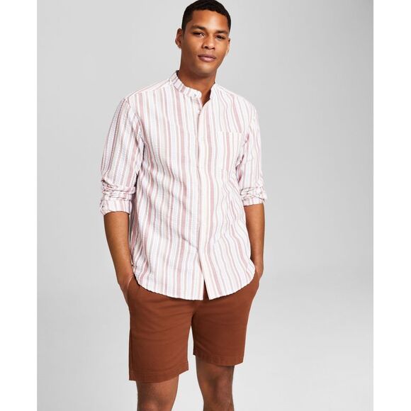 And Now This | Shirts | Mens Banded Collar Seersucker Shirt | Poshmark